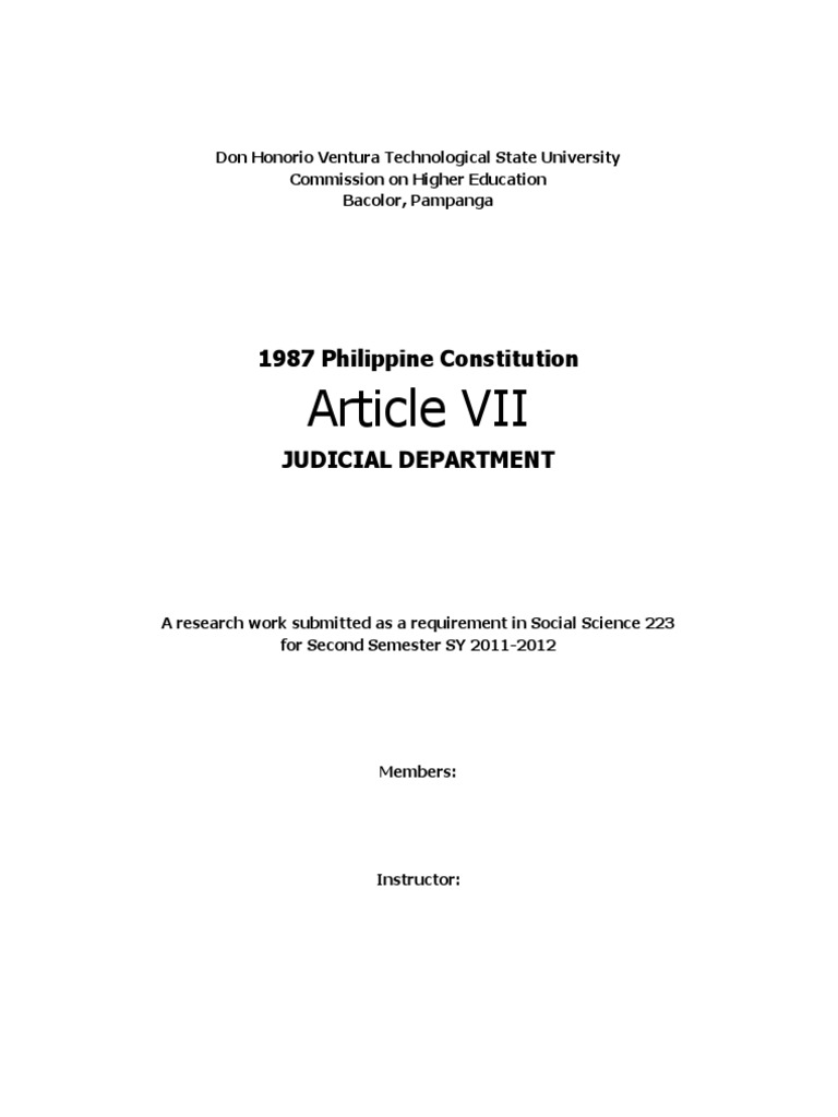 Article VII: 1987 Philippine Constitution | PDF | Supreme Courts ...
