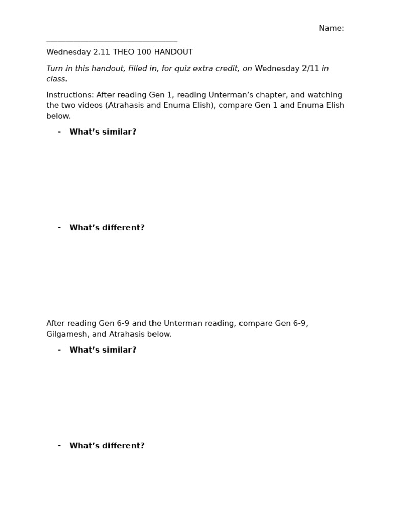 2.11 Extra Credit Handout Gen 1 | PDF