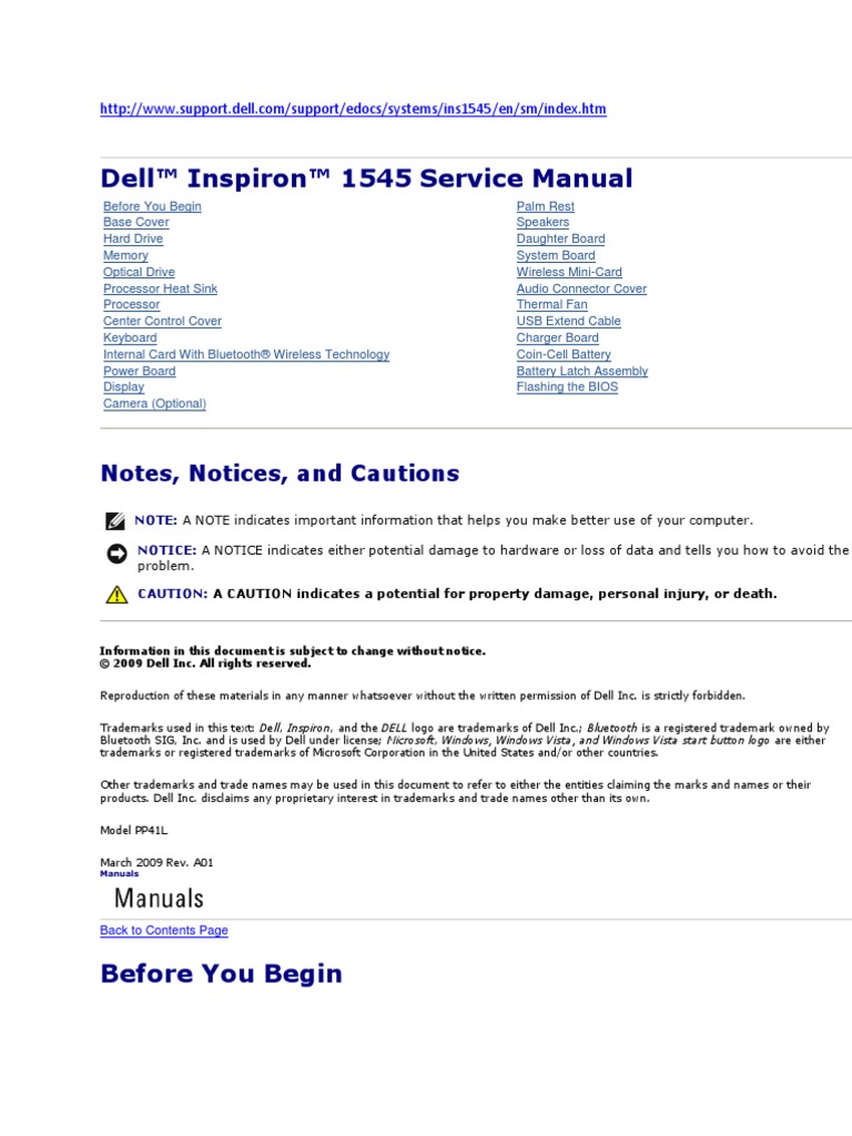 Dell Repair Manual | PDF | Electrical Connector | Computer Keyboard