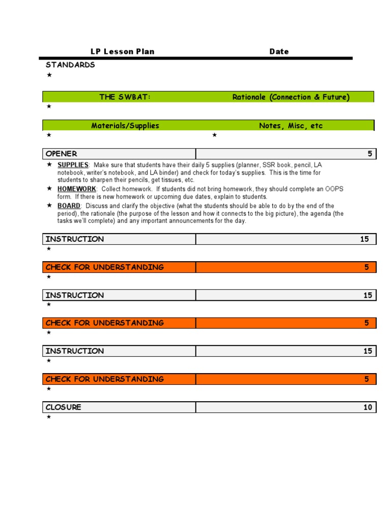 0-Lp Lesson Plan (Block) | PDF
