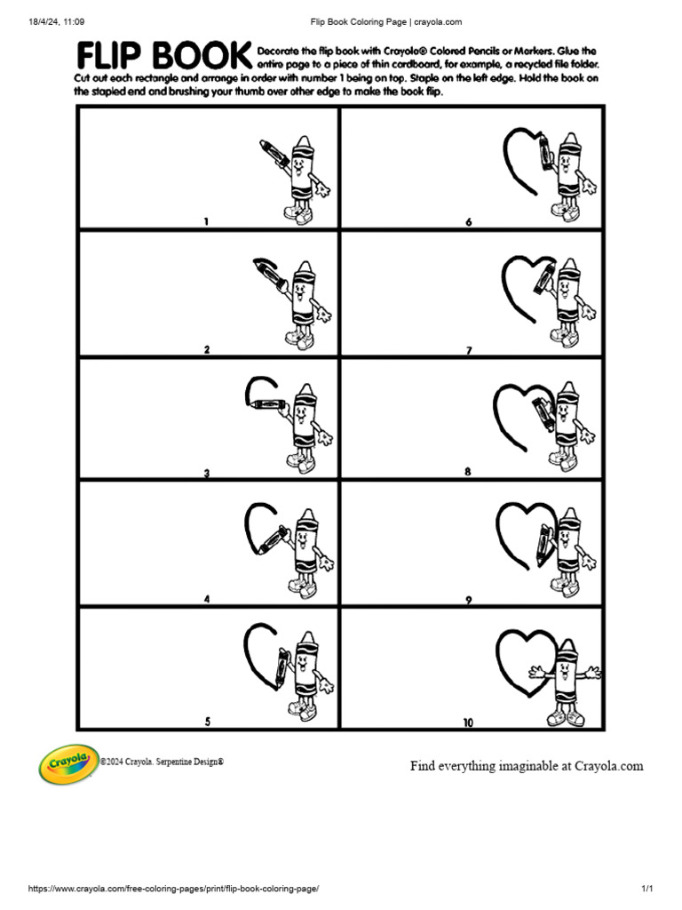 Flip Book Coloring Page | PDF
