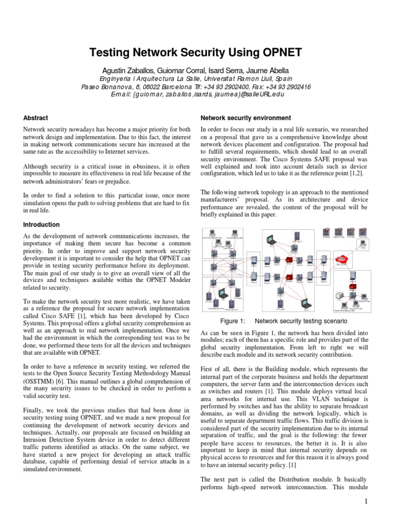 Testing Network Security Using OPNET: Agustin Zaballos, Guiomar Corral ...