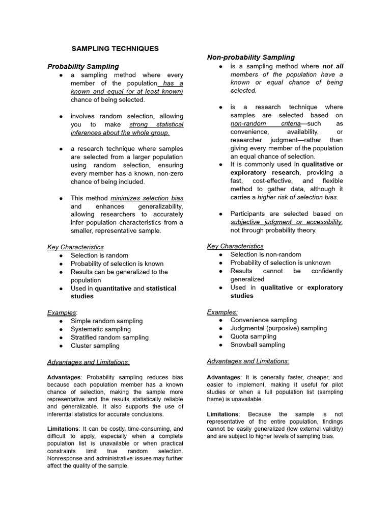Stats Samplingtechniques | PDF | Sampling (Statistics) | Statistics