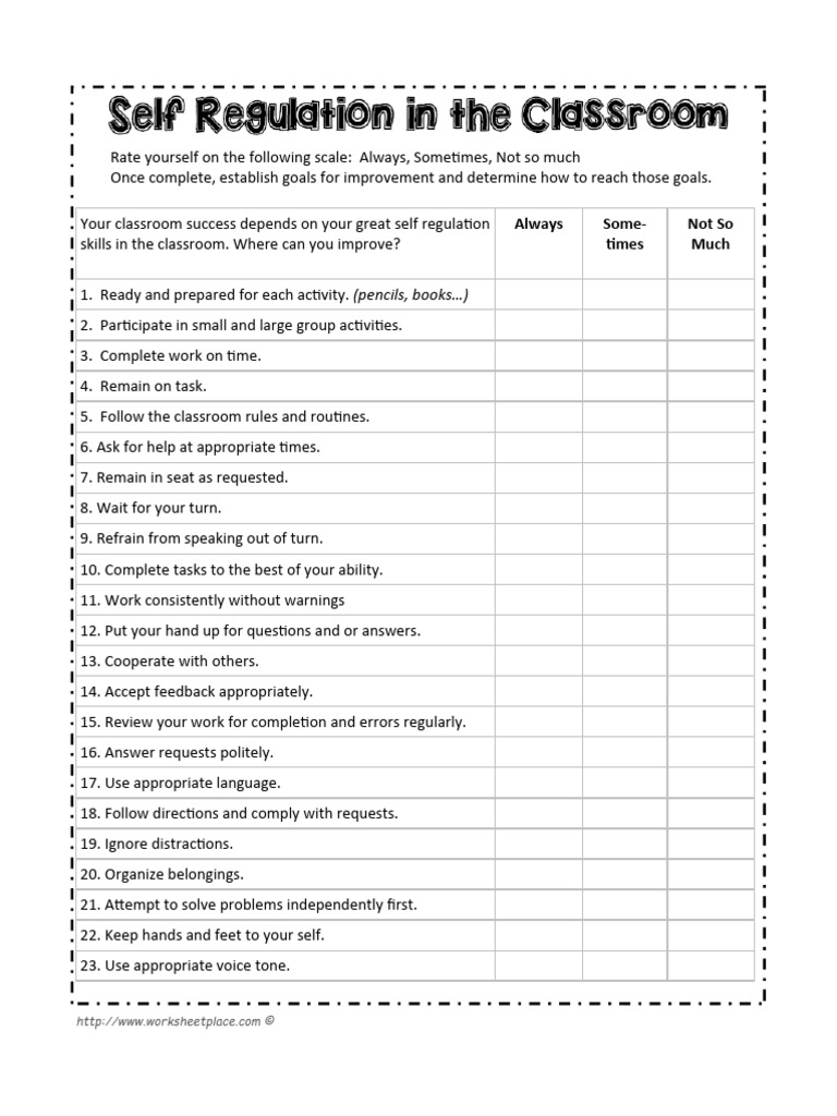 Self Regulation in The Classroom | PDF