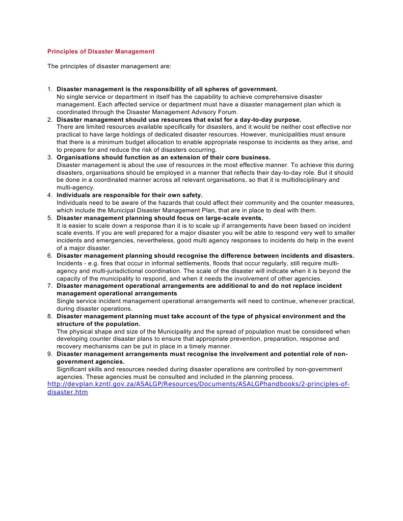 Key Principles of Effective Disaster Management Planning and ...