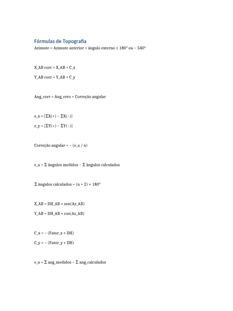 Formulas Topografia | PDF