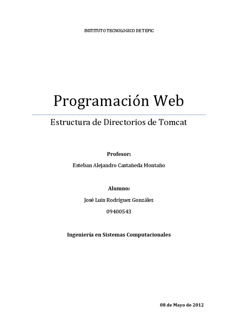 Estructura de Directorios de Tomcat | PDF | Páginas del servidor Java | Aplicación web