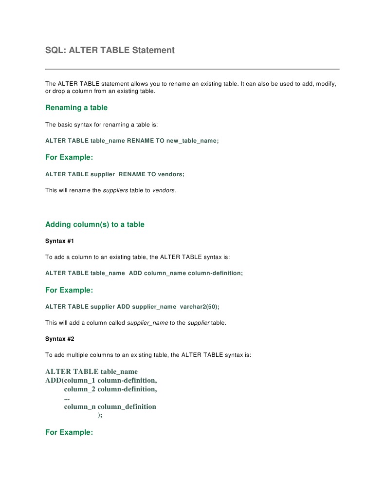 Alter Statement | PDF | Computers