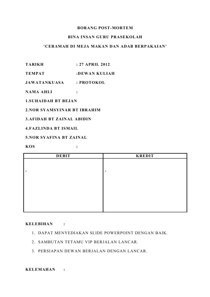 Borang Post Mortem | PDF