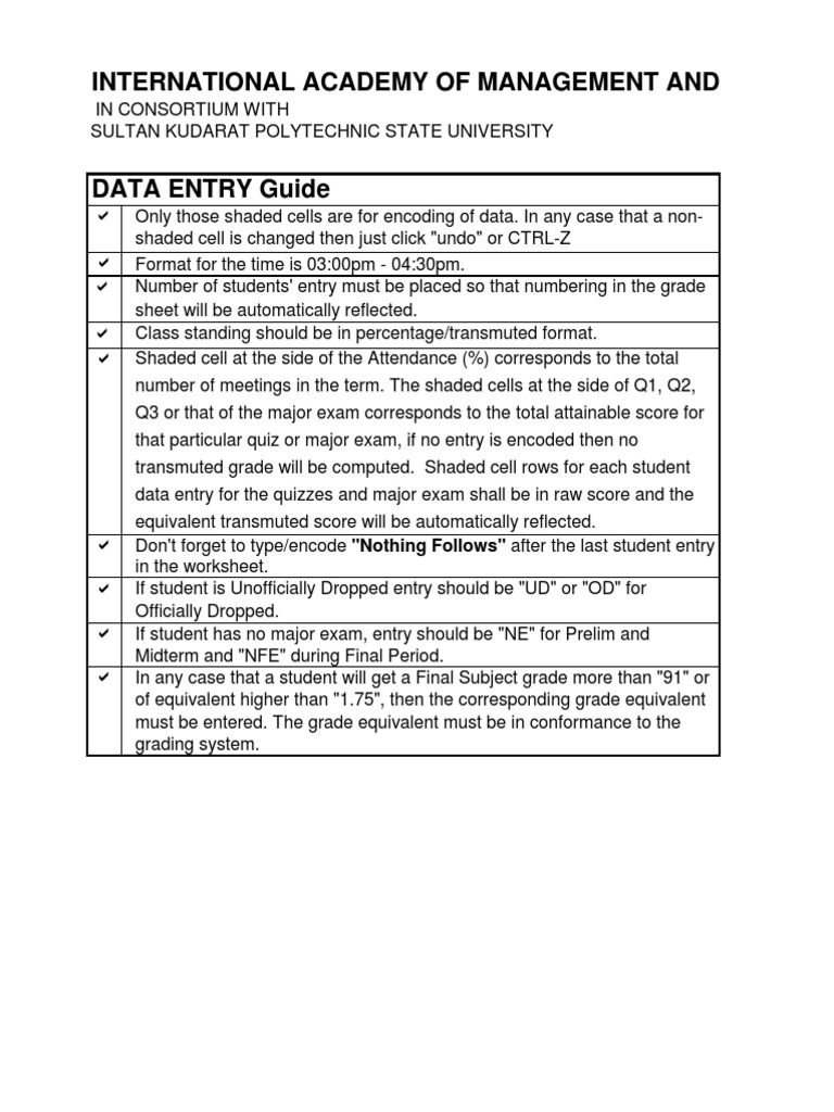 Student Grade Entry Guide | PDF | Educational Assessment And Evaluation ...