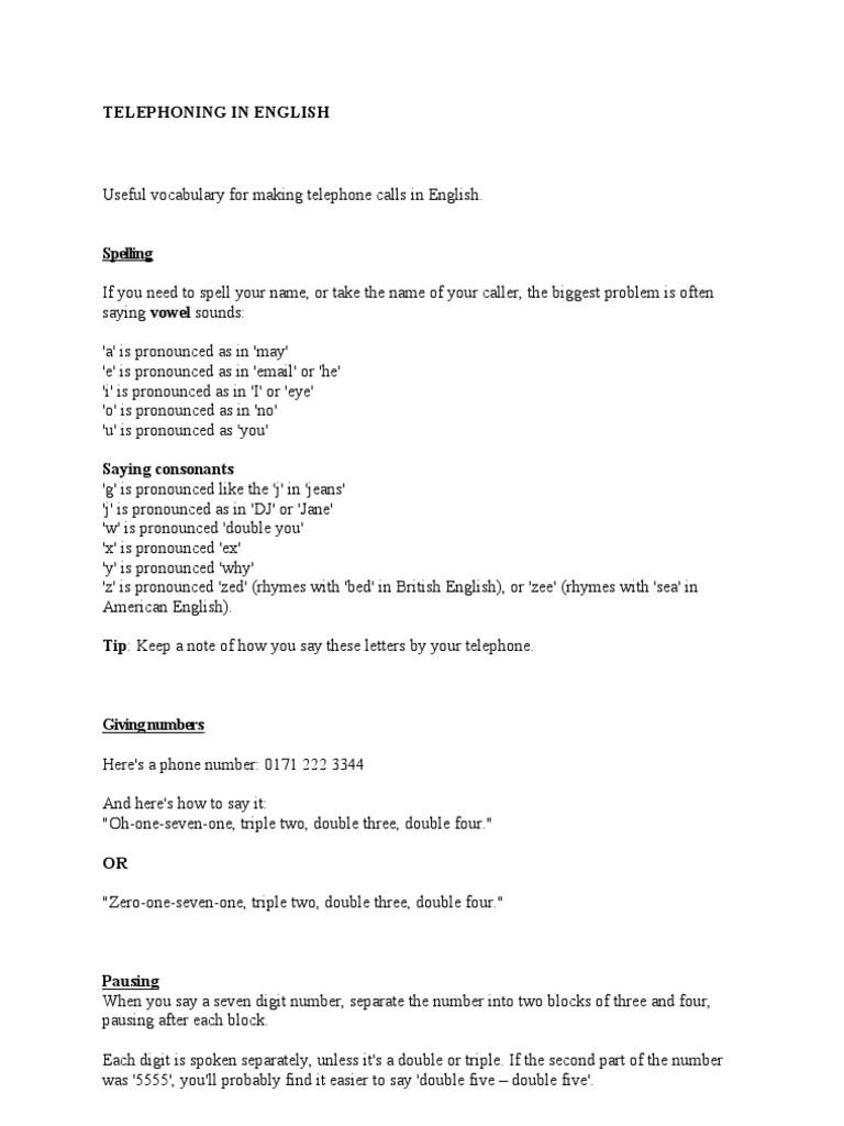 Lesson 4 Telephoning in English | PDF | English Language | Telephone