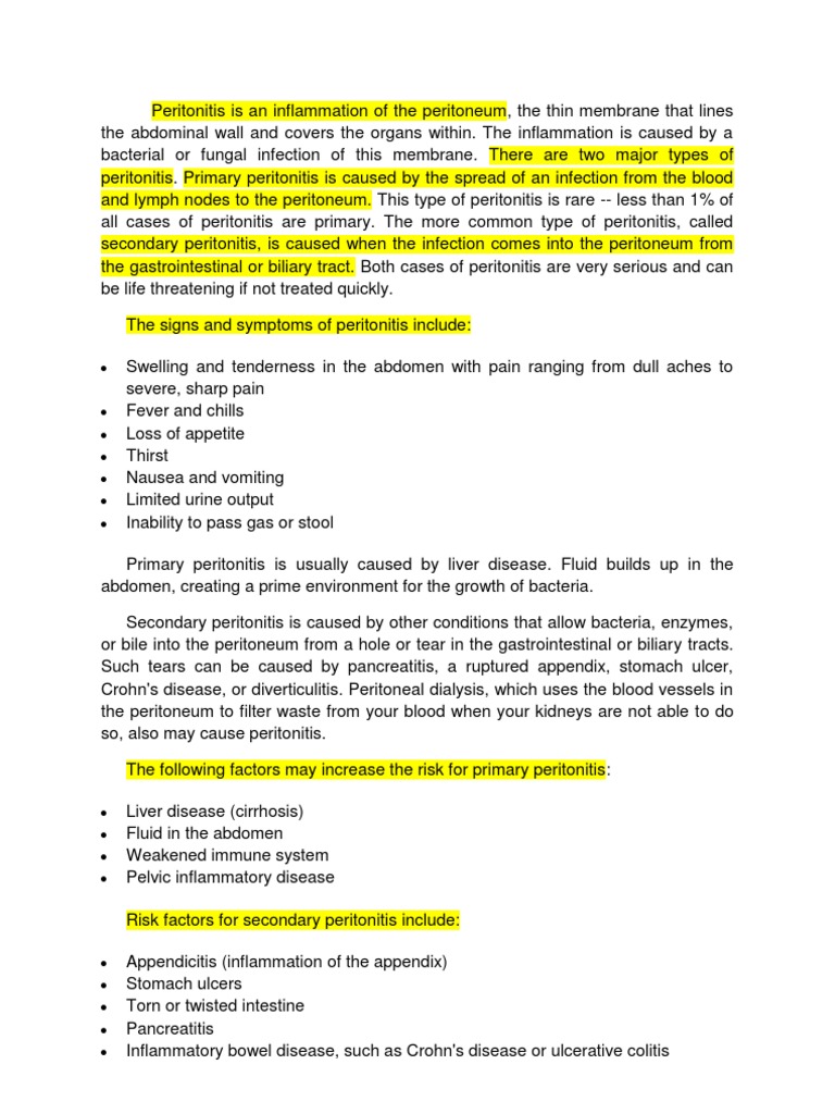 Peritonitis | PDF | Peritoneum | Sepsis