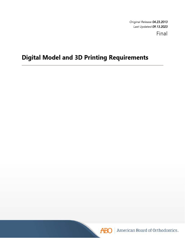 Abo Digital Model Requirements | PDF | 3 D Printing | Orthodontics