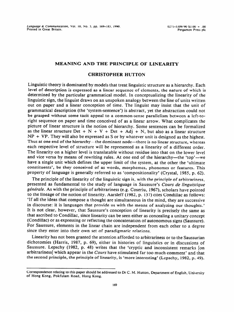 Meaning and The Principle of Linearity | PDF | Semantics | Word