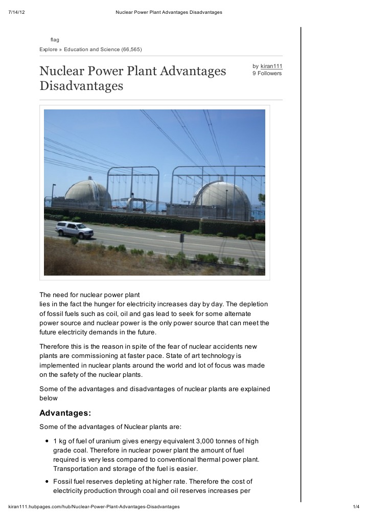 Nuclear Power Plant Advantages Disadvantages | Nuclear Power | Nuclear ...