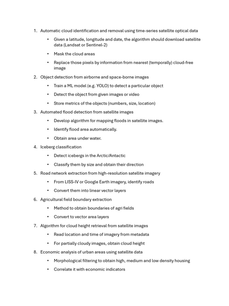 AA310 2026 ListOfProjects | PDF | Satellite Imagery | Statistical ...