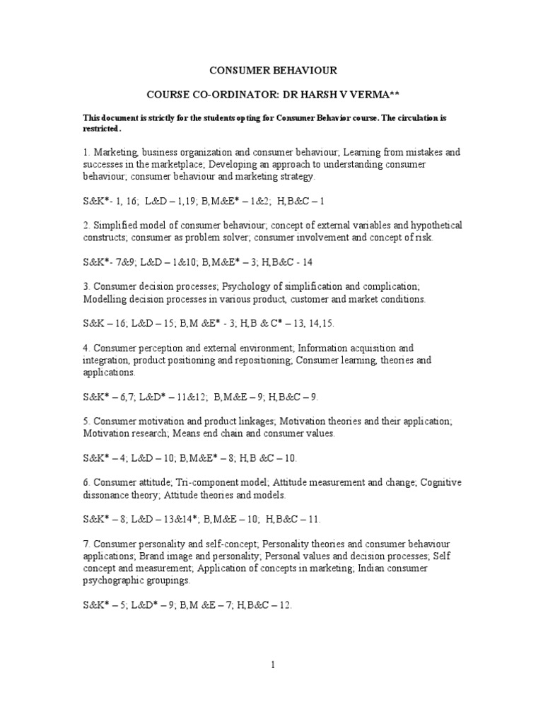 Syllabus | PDF | Consumer Behaviour | Lifestyle (Sociology)