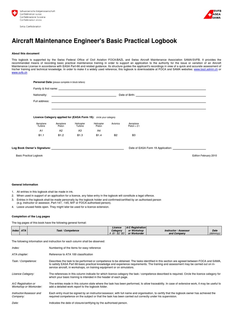Swiss Basic Practical Logbook | PDF | Rivet | Electrical Connector
