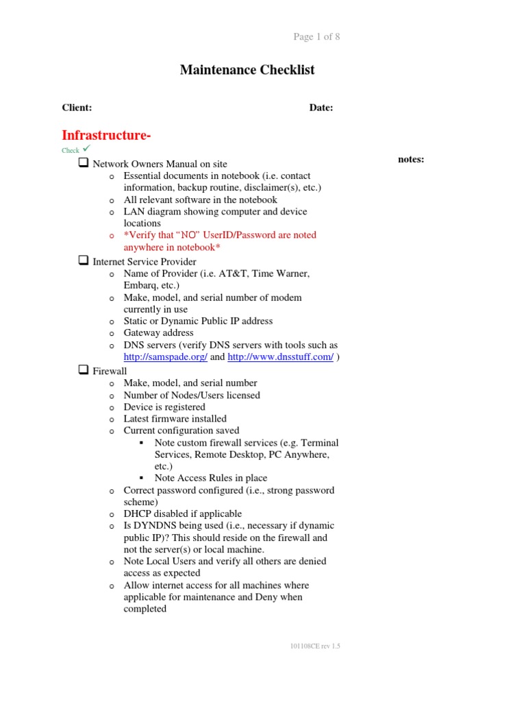 Maintenance Checklist Summary | PDF | Antivirus Software | Remote ...