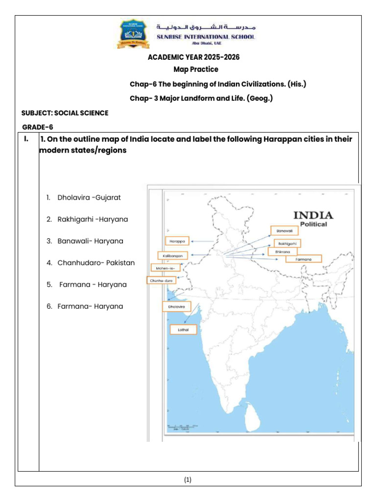Grade-6 Map Practice-Annual Exam (2025-2026) | PDF