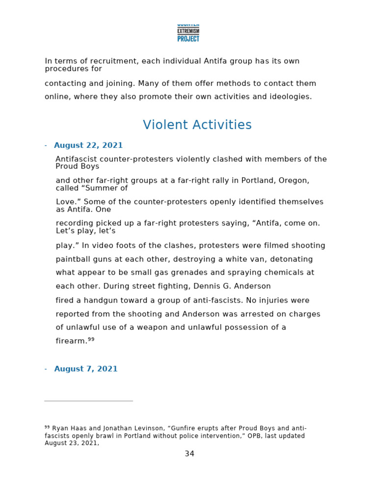 Violent Activities: August 22, 2021 | PDF | Anti Fascism | Protest