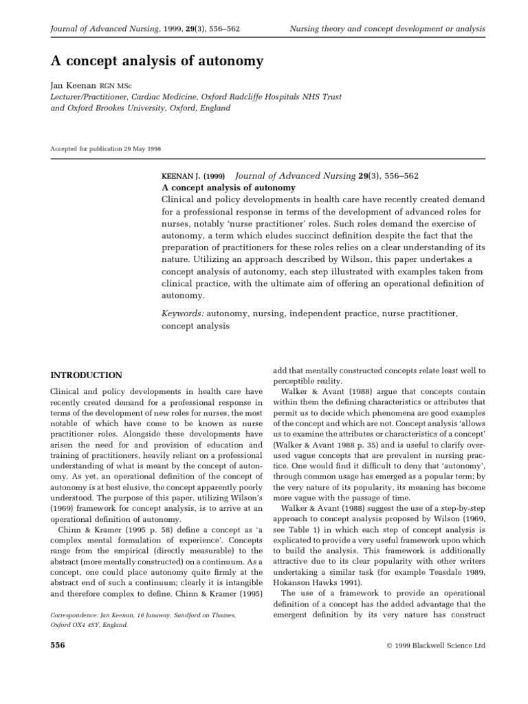 A Concept Analysis of Autonomy | PDF | Autonomy | Profession