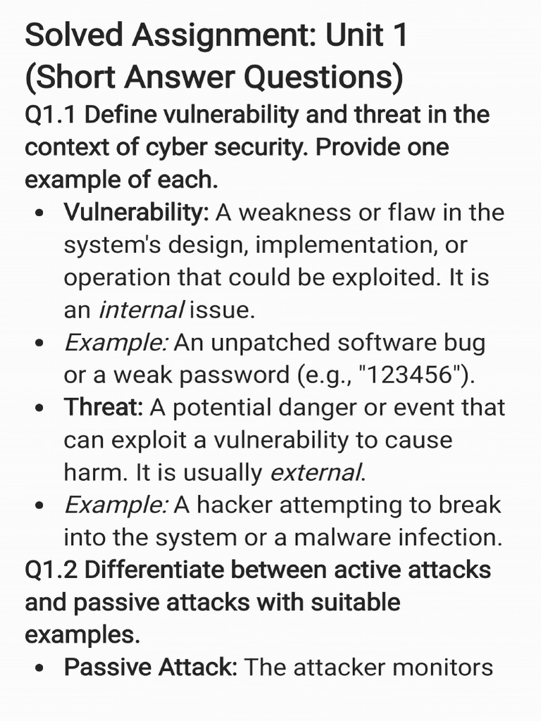 Cybersecurity Assignment With Solutions Pdf 4168