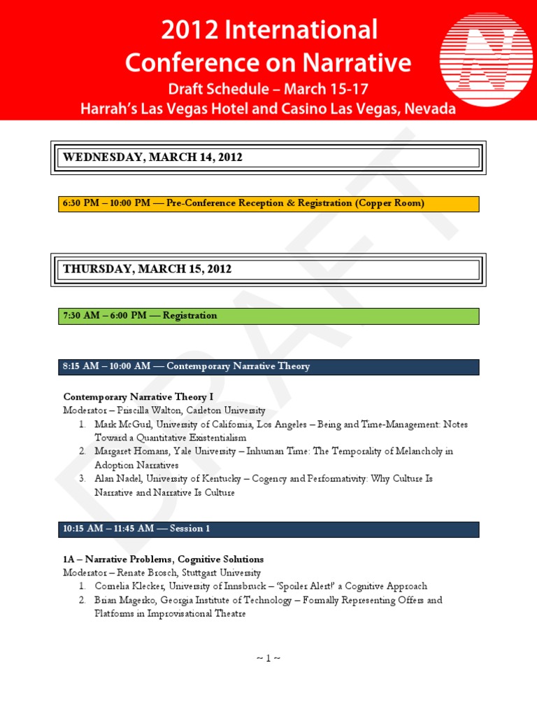 2012 Narrative Conference Program | PDF | Narrative | Narration