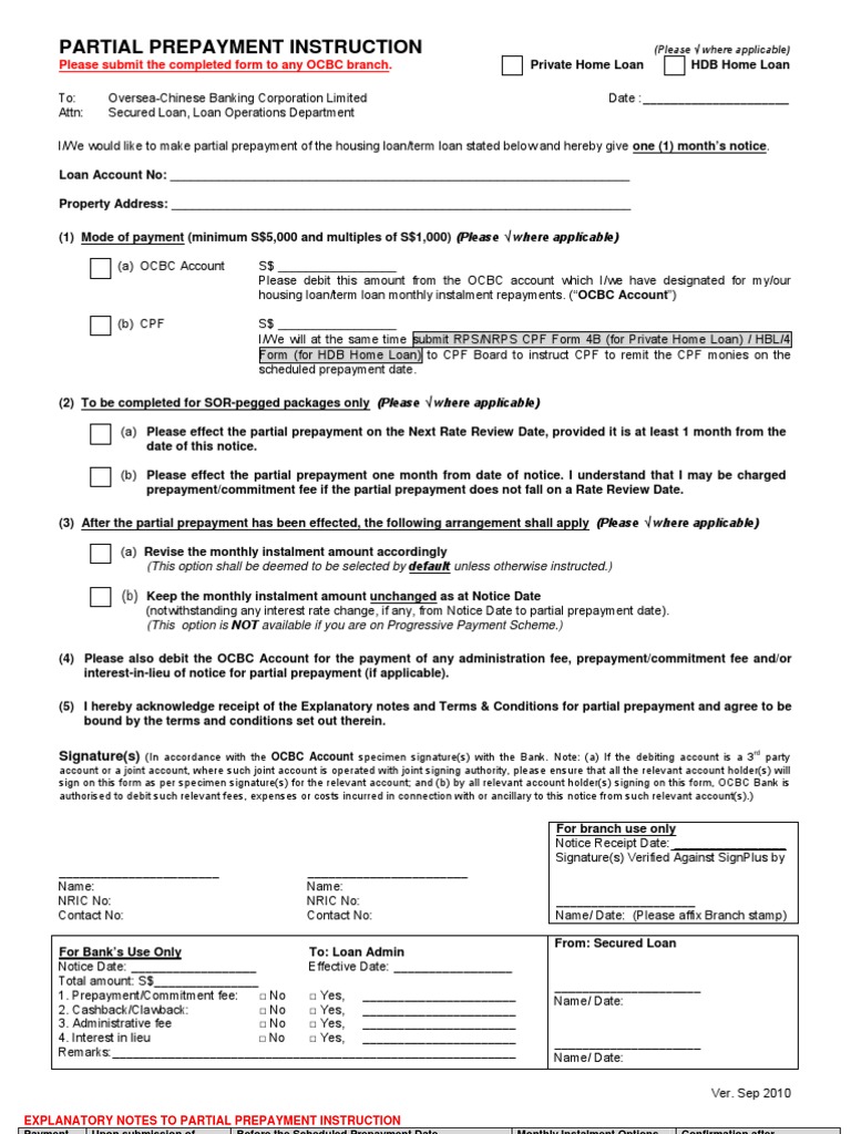 Partial Prepayment Notice Form and Notes | PDF | Loans | Mortgage Loan