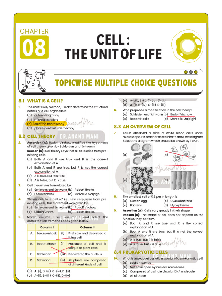 CH 8. Cell - The Unit of Life (2) Notes Class 12 | PDF