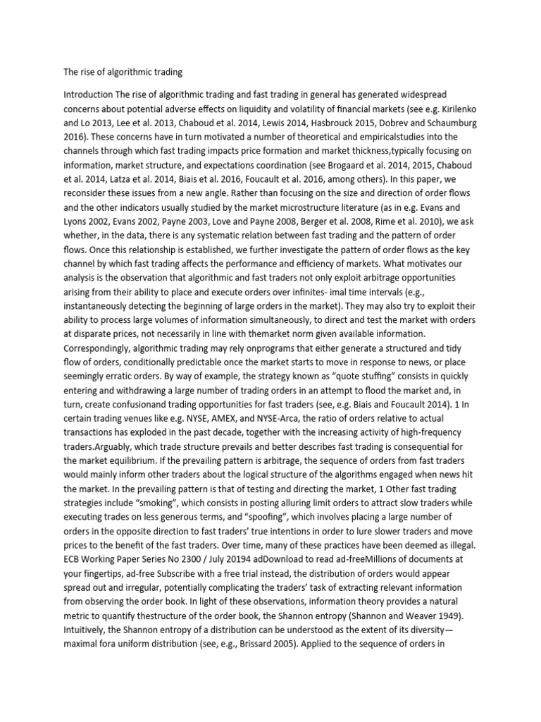The Rise of Algorithmic Trading | PDF | Algorithmic Trading | Financial ...