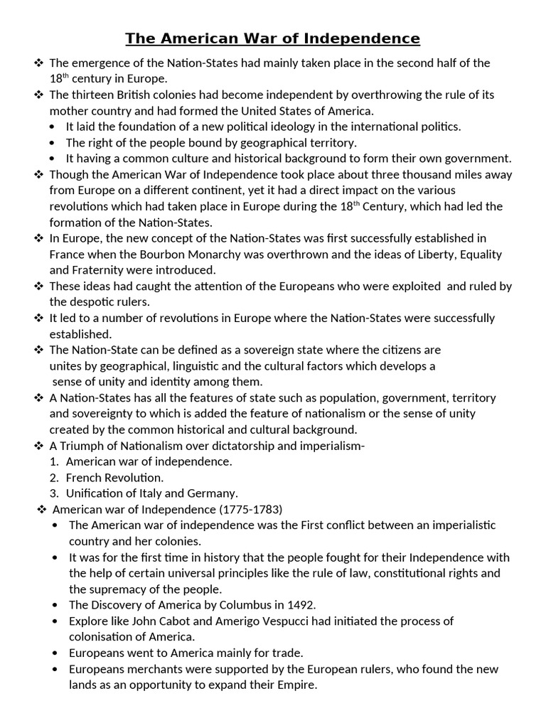 The American War of Independence | PDF | United States Declaration Of ...