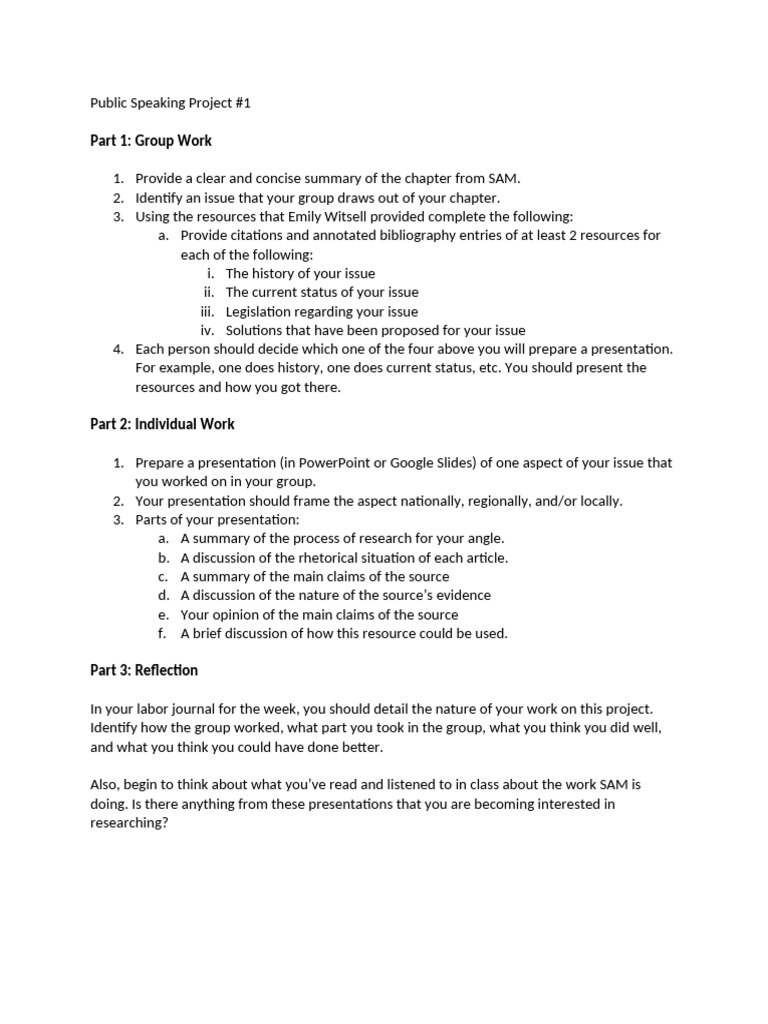 Public Speaking Project 1 | PDF