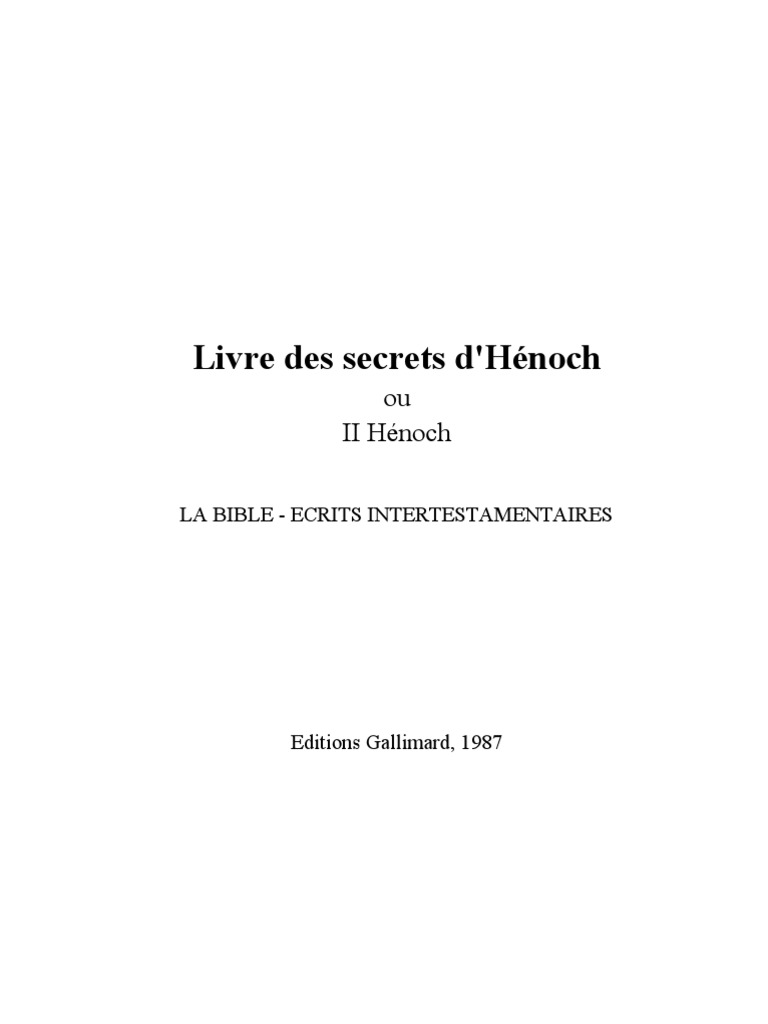 Le Livre Des Secrets D Henoch | PDF