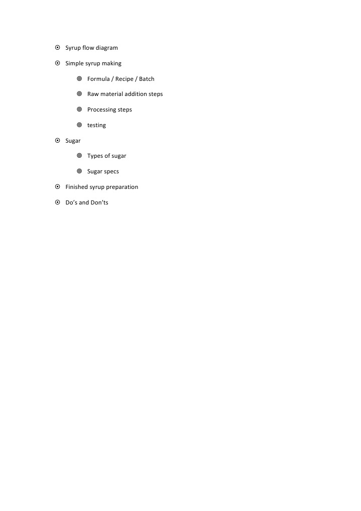 Syrup Manufacturing Process Flow Diagram | PDF | Cooking, Food & Wine