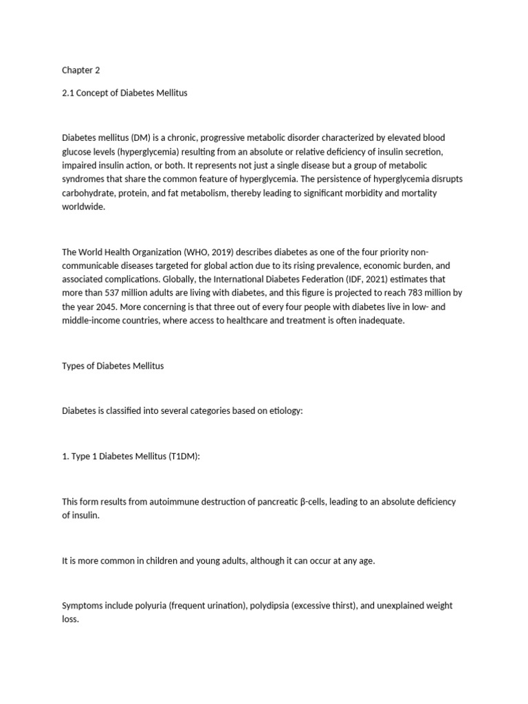 Silas Project Chapter 2 Rough | PDF | Diabetes | Insulin