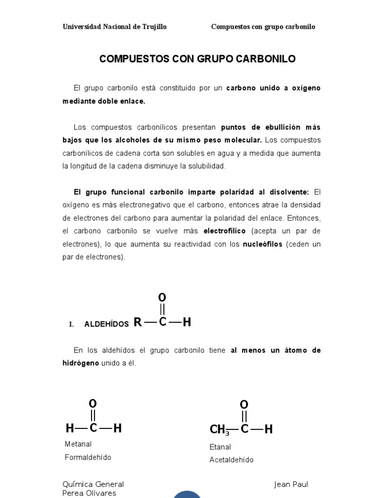 Compuestos Con Grupo Carbonilo | PDF | Cetona | Alcohol