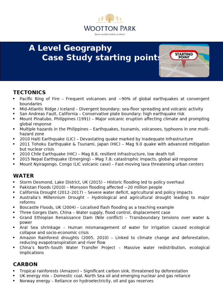 A Level Geography Case Studies | PDF | Coast | Earthquakes
