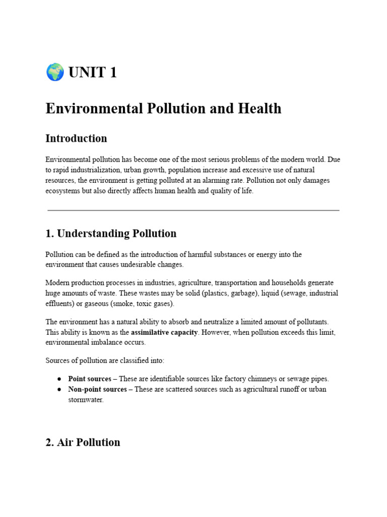 ? Unit 1 | PDF | Air Pollution | Water Pollution