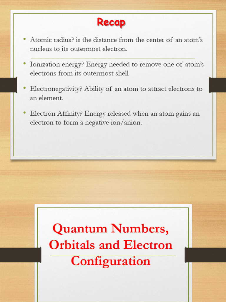 Quantum Numbers, Orbitals and Electron Configuration | PDF | Atomic ...