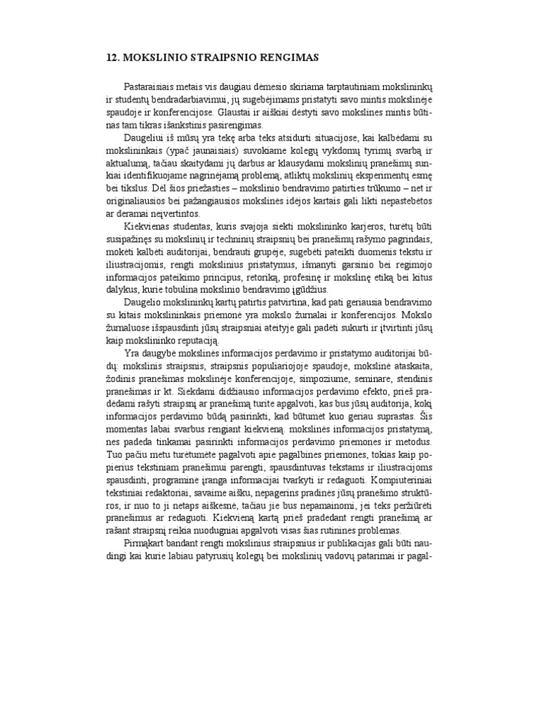 Mokslinio Straipsnio Rengimas | PDF