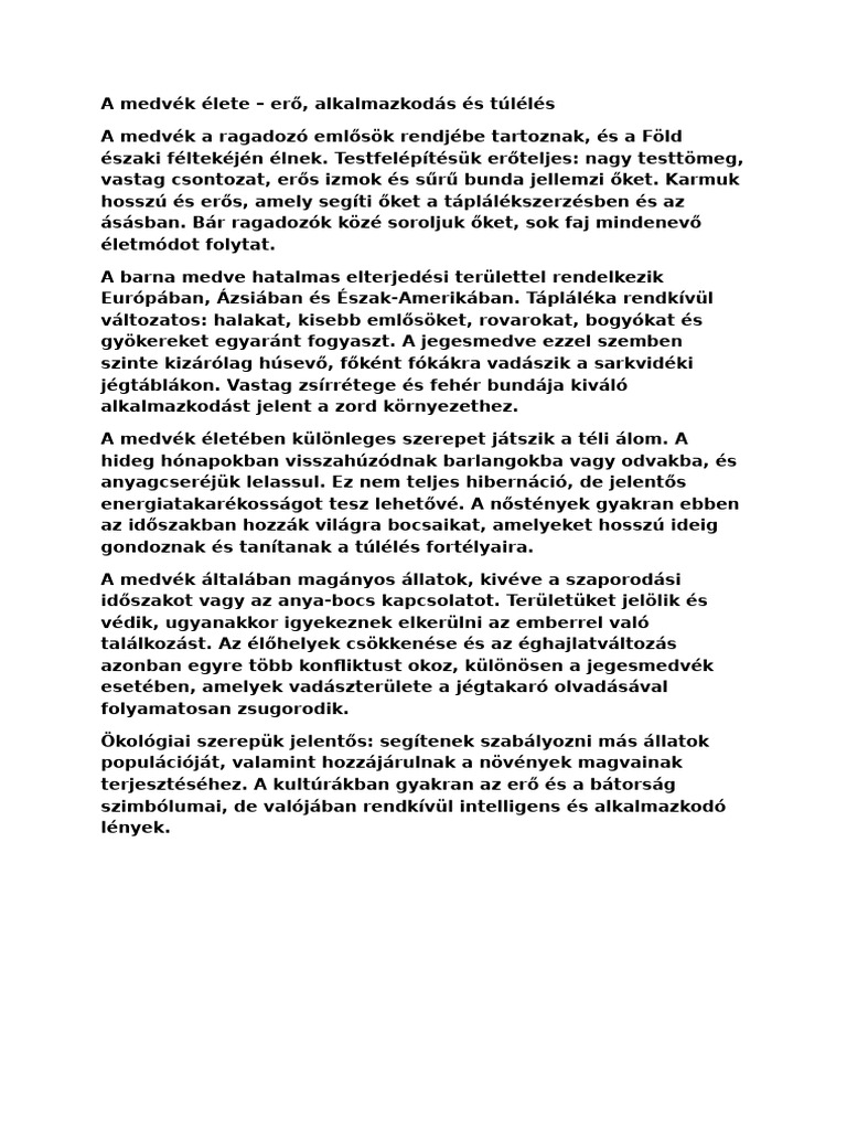 Medvék | PDF