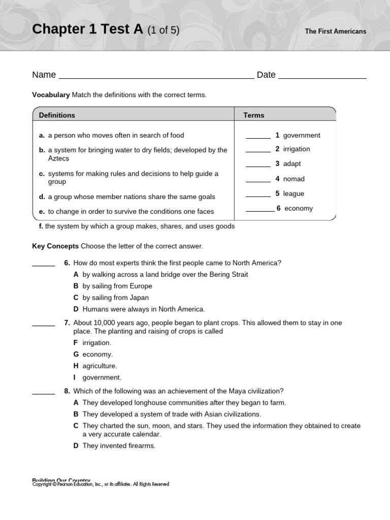 Chapter 1 Test | PDF | Native Americans In The United States ...