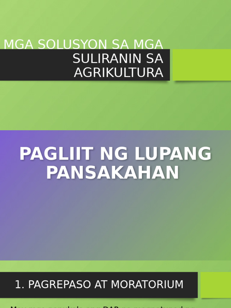 Mga Solusyon Sa Suliranin Sa Pagsasaka | PDF