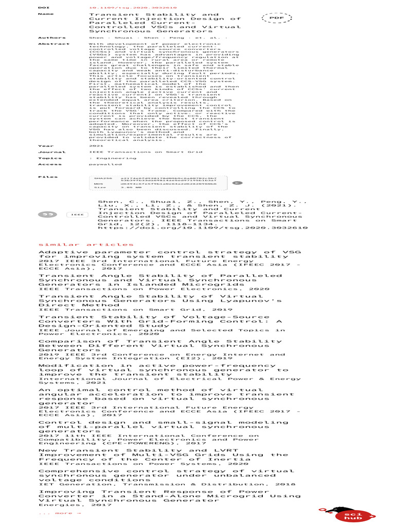 Sci-Hub Transient Stability and Current Injection Design of Paralleled ...