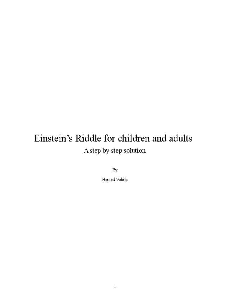 Einstein's Riddle For Children and Adults | PDF | Tea | Drink