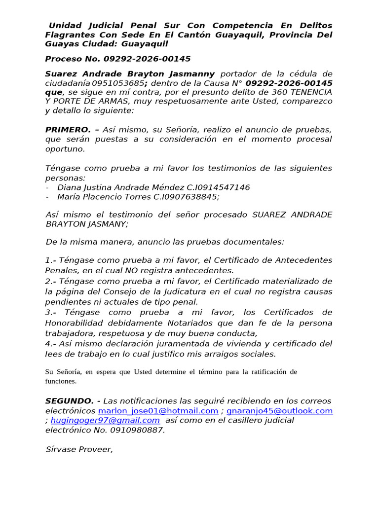 Anucion de Prueba de Bryanton Caso Armas | PDF | Justicia | Crimen y ...