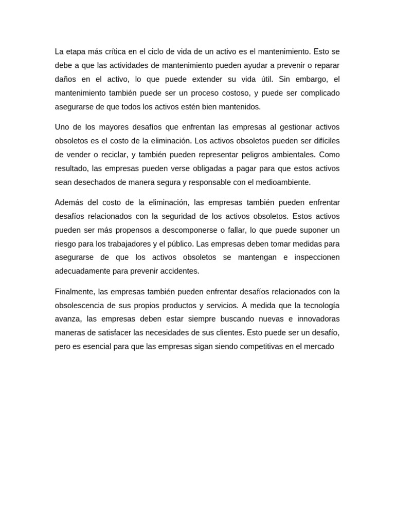 La Etapa Más Crítica en El Ciclo de Vida de Un Activo Es El ...