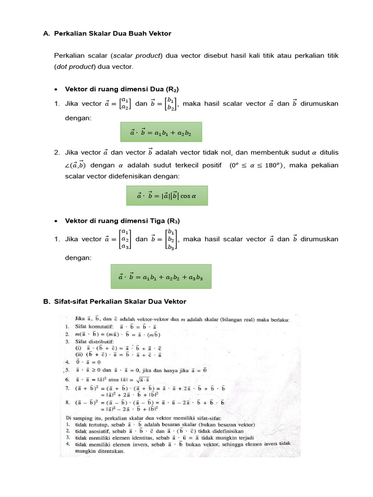 Perkalian Skalar Dua Buah Vektor | PDF
