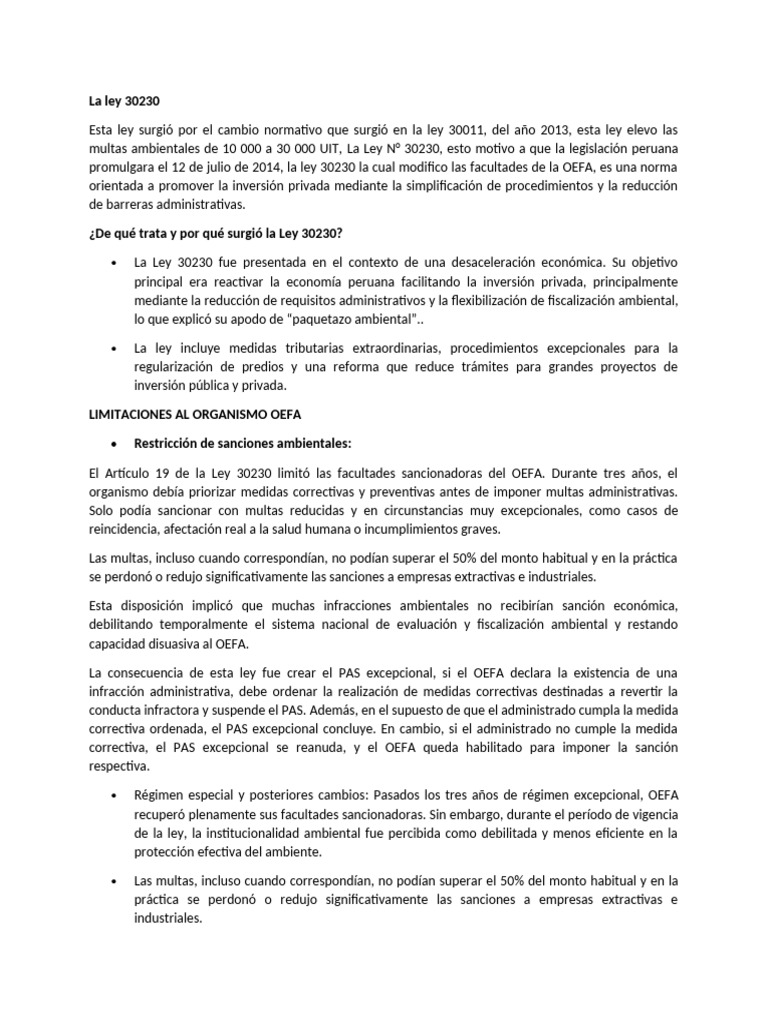 La Ley 30230 | PDF | Multa (pena)